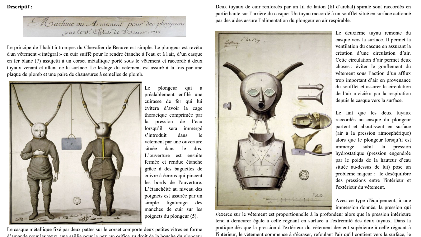 Le scaphandre du Chevalier de Beauve - Site officiel du musée Frédéric ...